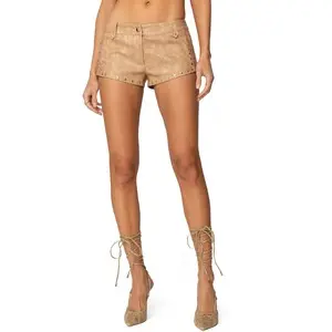 EDIKTED Audrey Faux Leather Micro Shorts