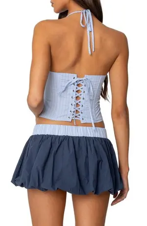 EDIKTED Janey Striped Halter Corset Top