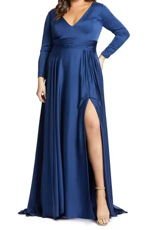 Mac Duggal Classic Satin Evening Gown