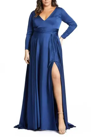 Mac Duggal Classic Satin Evening Gown - Midnight