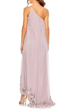 Mac Duggal One-shoulder Embellished High-low Gown - Orchid Multi