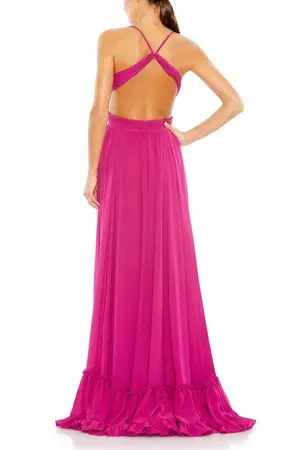 Mac Duggal Pleated Tiered Sleeveless Gown