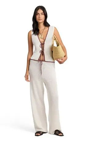 Onia Linen Knit Drawstring Pant - Egret/cppuccino