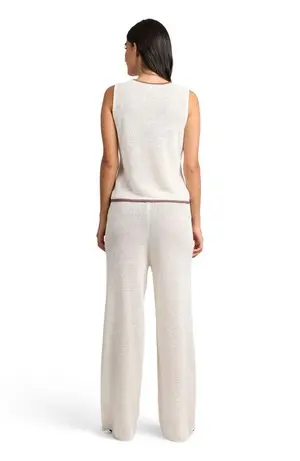 Onia Linen Knit Drawstring Pant - Egret/cppuccino