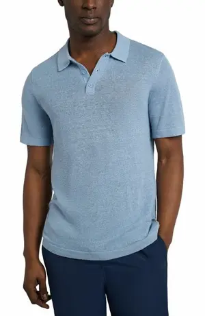 Onia Linen Sweater Polo - Baby Blue