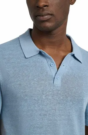 Onia Linen Sweater Polo - Baby Blue