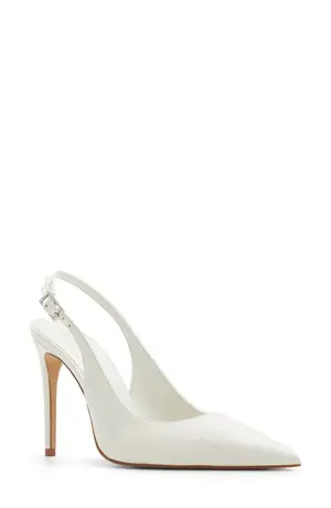 Aldo Stessy Pointed Toe Slingback Pumps - White/ Bone