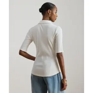 Ralph Lauren Rib-knit Elbow-sleeve Polo - White