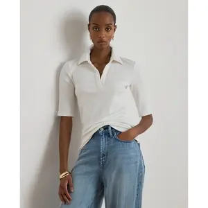 Ralph Lauren Rib-knit Elbow-sleeve Polo - White