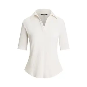 Ralph Lauren Rib-knit Elbow-sleeve Polo - White