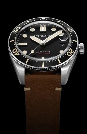 SPINNAKER Croft Midsize Automatic Leather Strap Watch