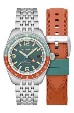 SPINNAKER Fleuss Gmt Automatic Bracelet Watch - Green
