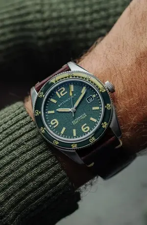SPINNAKER Automatic Leather Strap Watch - Green