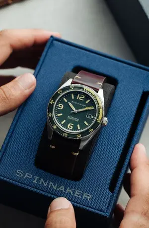 SPINNAKER Automatic Leather Strap Watch - Green