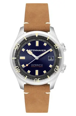 SPINNAKER Bradner Automatic Leather Strap Watch - Blue