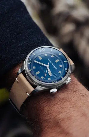 SPINNAKER Bradner Automatic Leather Strap Watch - Blue