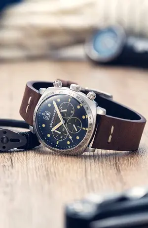 SPINNAKER Hull Chronograph Leather Strap Watch - Green