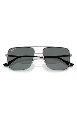Ray-ban 56mm Polarized Square Sunglasses - Silver
