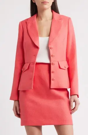 TAHARI ASL Cinch Waist Bouclé Jacket