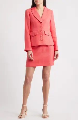 TAHARI ASL Cinch Waist Bouclé Jacket