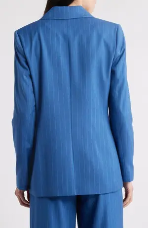 TAHARI ASL Pinstripe Double Breasted Blazer