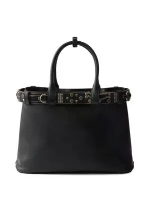 Prada Large Buckle Detail Tote Bag - Black