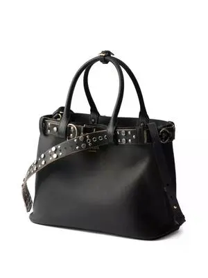 Prada Large Buckle Detail Tote Bag - Black