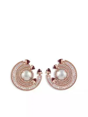ANANYA 18k Rose Gold Ruby And Diamond Stud Earrings - Pink