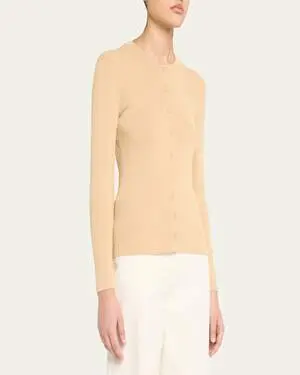 AEXAE Fine Knit Ribbed Cardigan