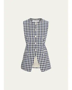 Veronica Beard Haina Gingham Shorts - Navy/dove