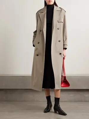 Theory Double-breasted Cotton-blend Gabardine Trench Coat - Brown