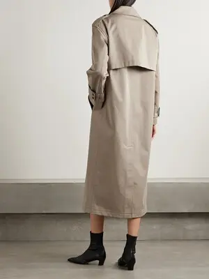 Theory Double-breasted Cotton-blend Gabardine Trench Coat - Brown
