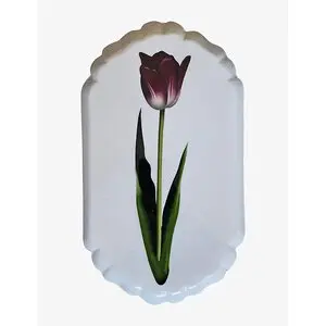 LES-OTTOMANS Tulip-print Iron Tray 41cm - White