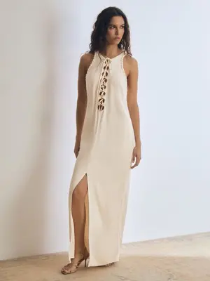 REISS Athene Atelier Maxi Dress - Cream