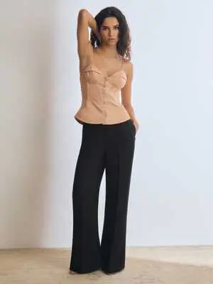 REISS Daria Atelier Crepe Wide Leg Trousers