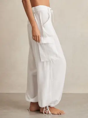 REISS Tory Drawstring Tie-cuff Cargo Trousers