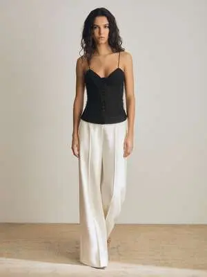 Women's White Wide Leg Suits Pants