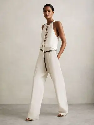 REISS Amelia Atelier Satin Crepe Cut-out Top