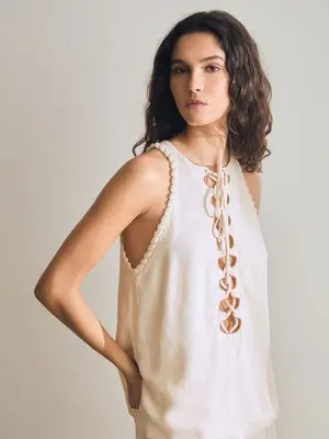 REISS Amelia Atelier Satin Crepe Cut-out Top