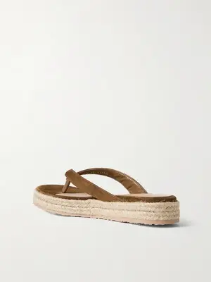 GIANVITO ROSSI Embellished Suede Platform Espadrille Flip Flops