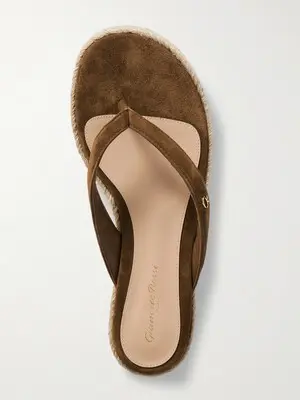 GIANVITO ROSSI Embellished Suede Platform Espadrille Flip Flops