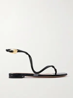 GIANVITO ROSSI Jungle Mamba Patent-leather Sandals - Black