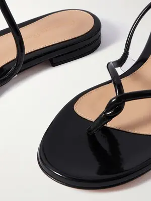 GIANVITO ROSSI Jungle Mamba Patent-leather Sandals - Black