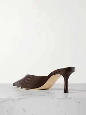 JIMMY CHOO Vivi 65 Embellished Croc-effect Mules