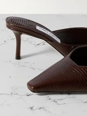JIMMY CHOO Vivi 65 Embellished Croc-effect Mules