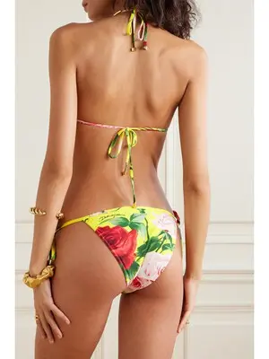 Dolce & Gabbana Floral-print Triangle Bikini