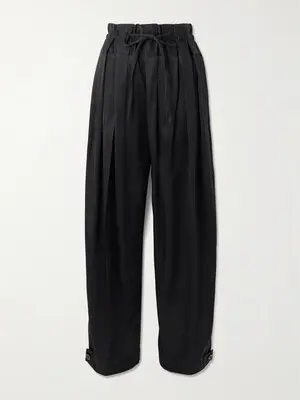 JIL SANDER Pleated Satin-twill Wide-leg Pants