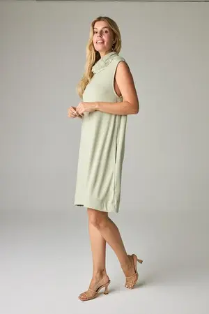 EAVOLU Sleeveless Funnel Neck Tunic/dress - Fern