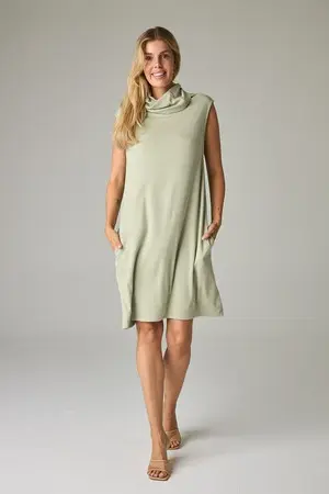 EAVOLU Sleeveless Funnel Neck Tunic/dress - Fern