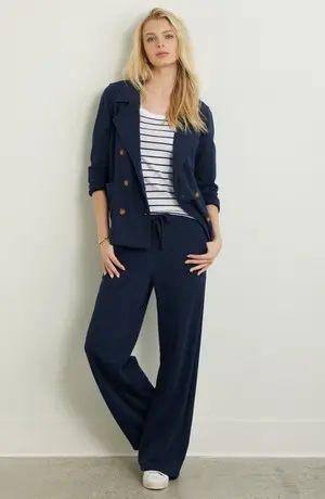 Caslon Double Breasted Knit Blazer - Navy Blazer